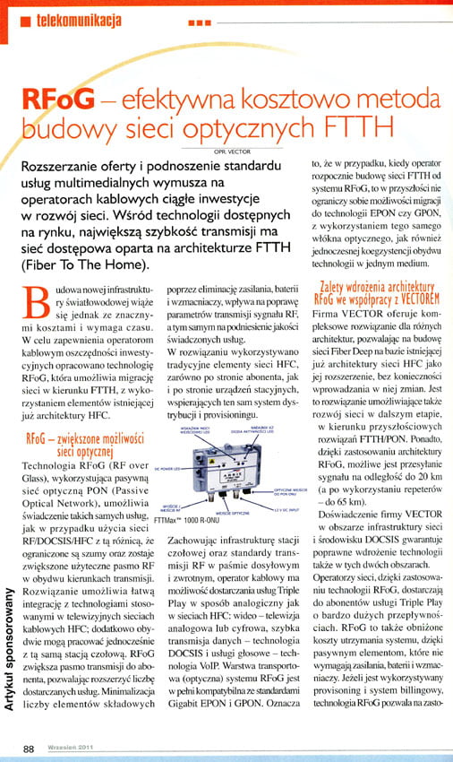 RFoG - efektywna kosztowo metoda budowy sieci optycznych FTTH ...